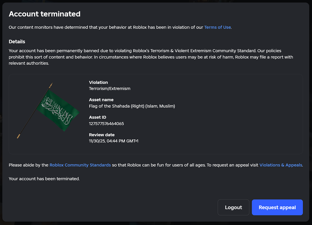 Wrongly moderated asset has been reinstated, but the account remains ...