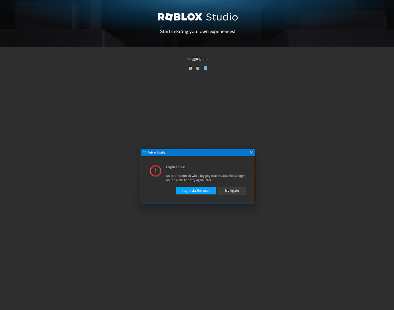 Studio Login Error trying to Login - Studio Bugs - Developer Forum | Roblox
