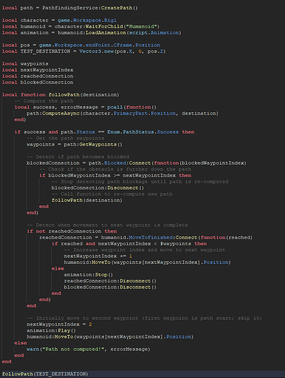 Trouble With Pathfinding Vector3 Parameter Scripting Support Developer Forum Roblox 