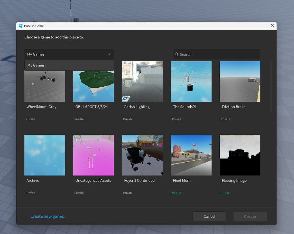 Cant Publish Models/Places to anything other than "me" - Studio Bugs - Developer Forum | Roblox