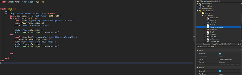 Skeletons not dropping loot - Scripting Support - Developer Forum | Roblox