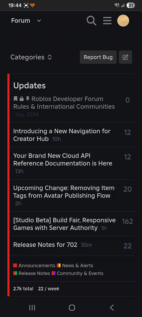 Roblox devforum menu when clicking on your profile icon will be delay ...
