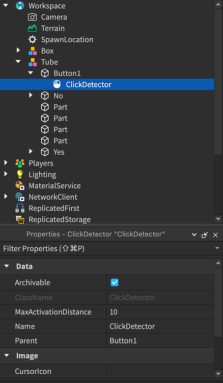 Button1 is not a valid member of Model "Workspace.Tube" - Scripting Support - Developer Forum ...
