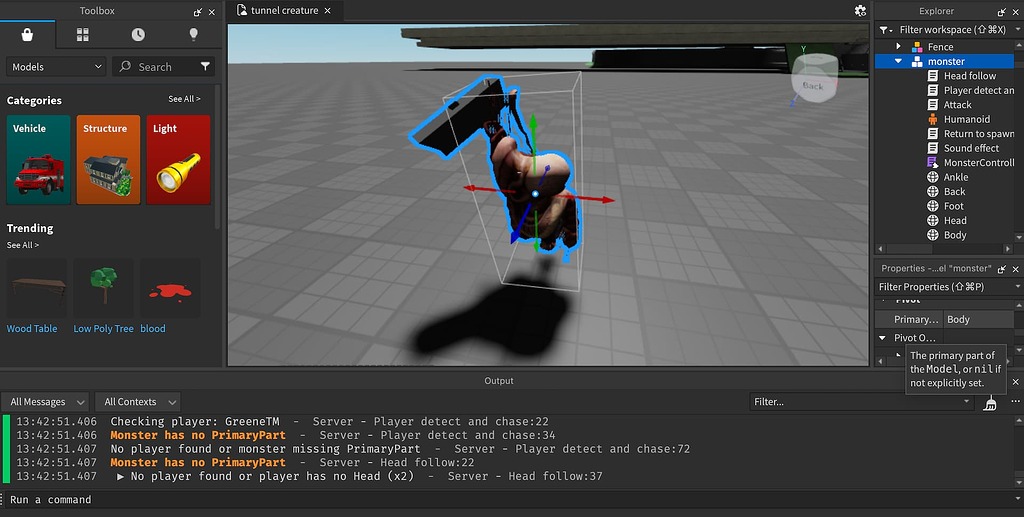 Primary root part error - Scripting Support - Developer Forum | Roblox