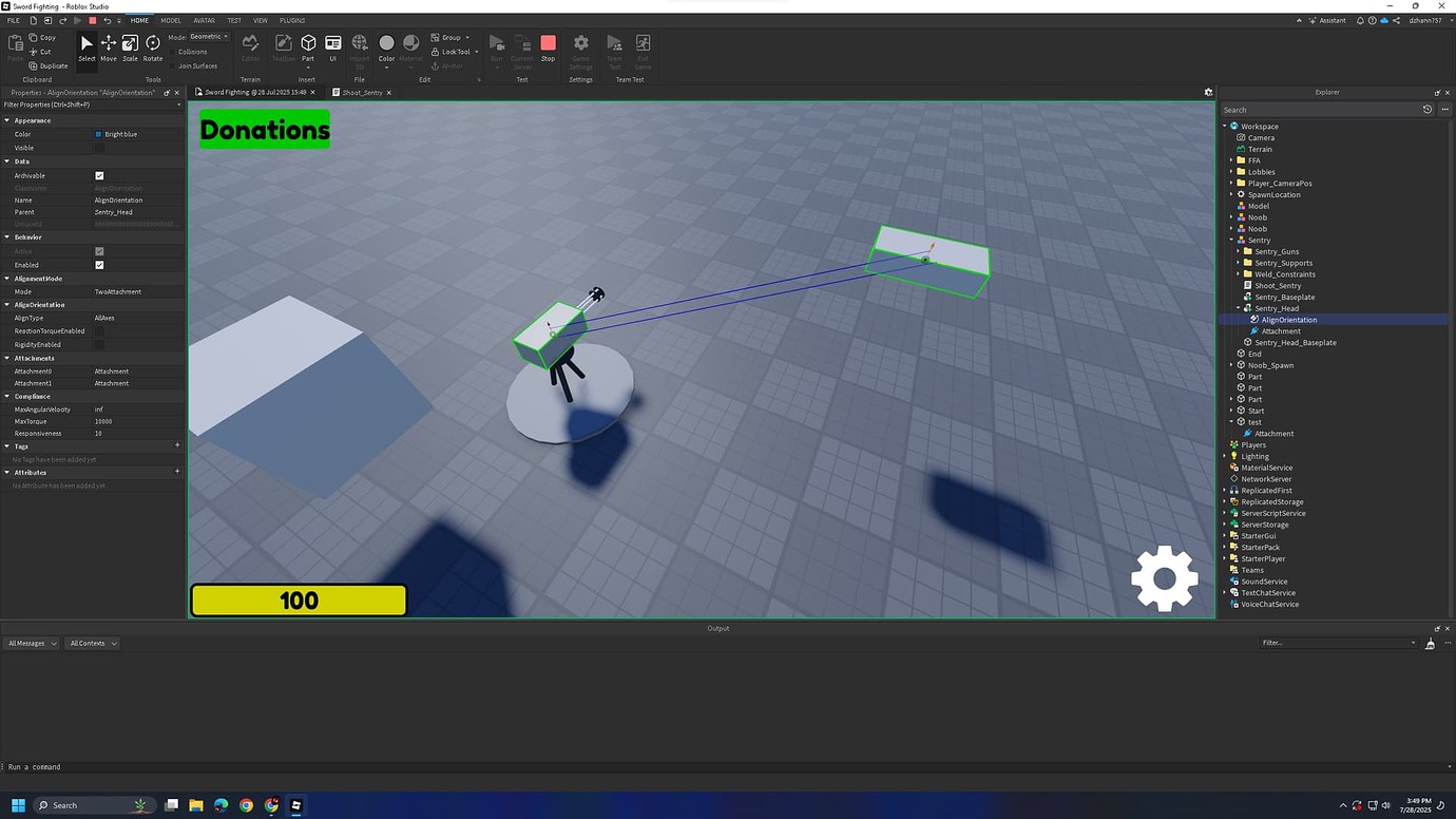 How to use tween service to rotate the sentry's head and other welded ...