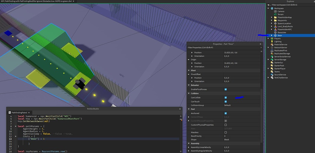 Why NPC Pathfinding stops at part with a PathfindingModifer and PassThrough , see's waypoint to ...