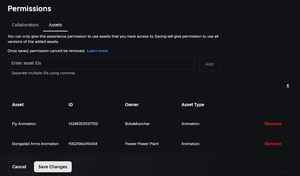 Improving Animation Asset Permissions - Announcements - Developer Forum | Roblox