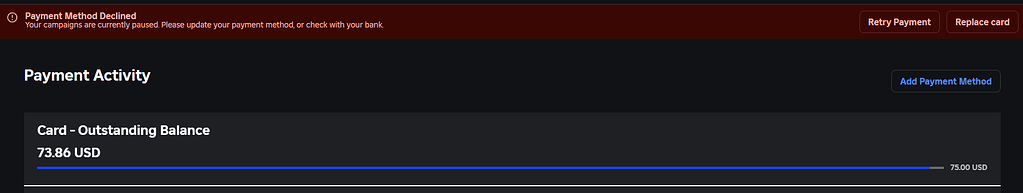 Ads manager refuse to take in count my payment method [Payment Declined ...