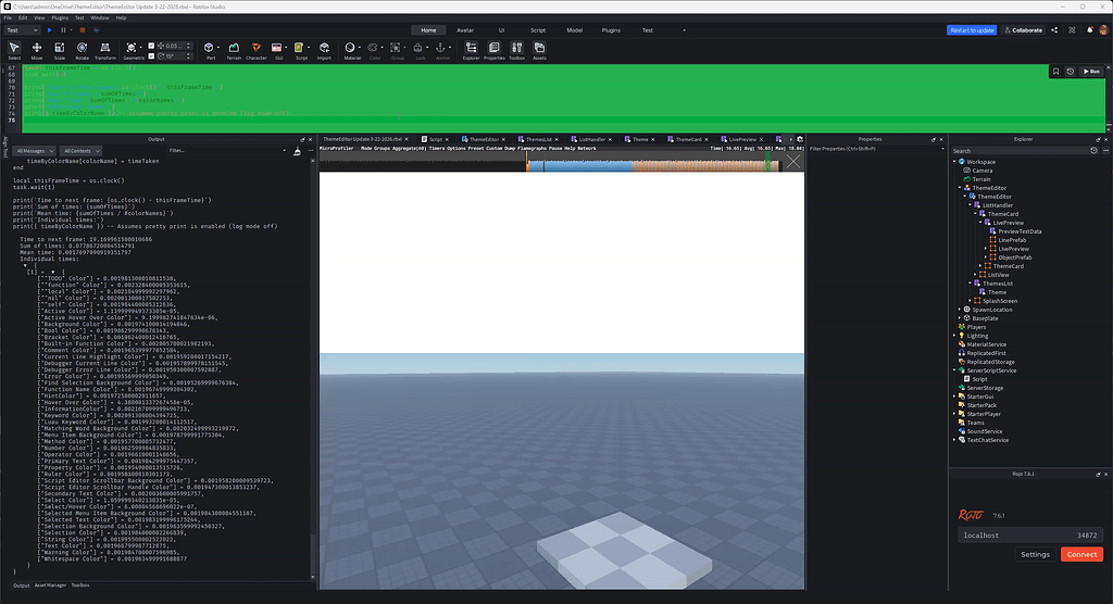 Changing color settings via script of settings().Studio color is ...