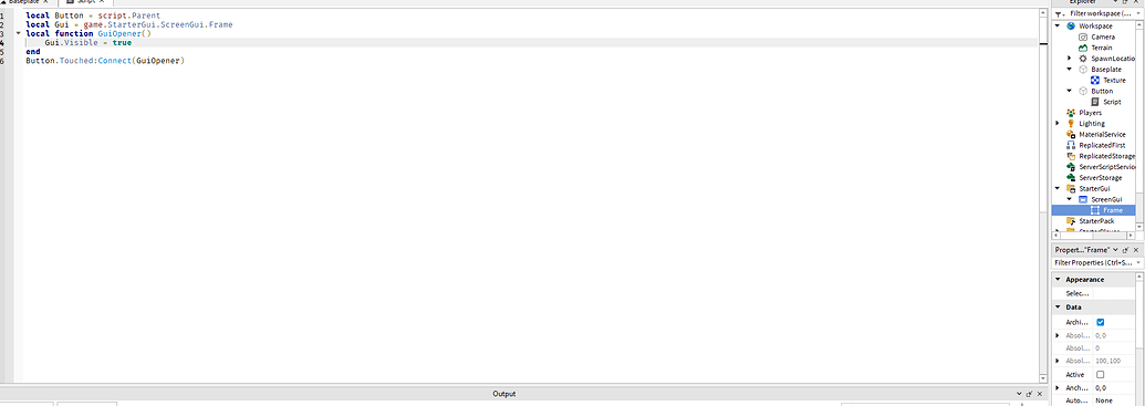 When i touch the button why is the gui not coming up? - Scripting Support - Developer Forum | Roblox