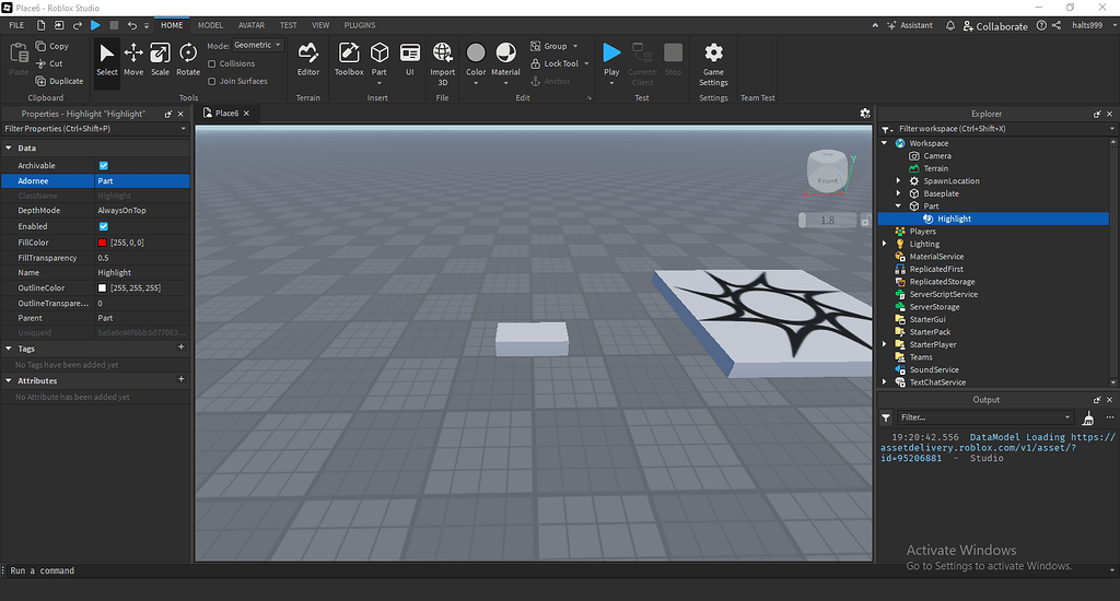 Is This A Bug Highlight Object Not Working Scripting Support Developer Forum Roblox