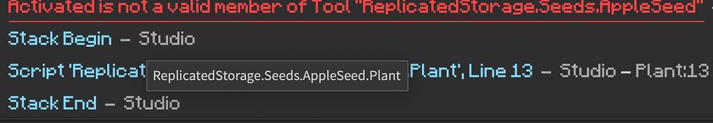 Activated is not a valid member of Tool error - Scripting Support - Developer Forum | Roblox