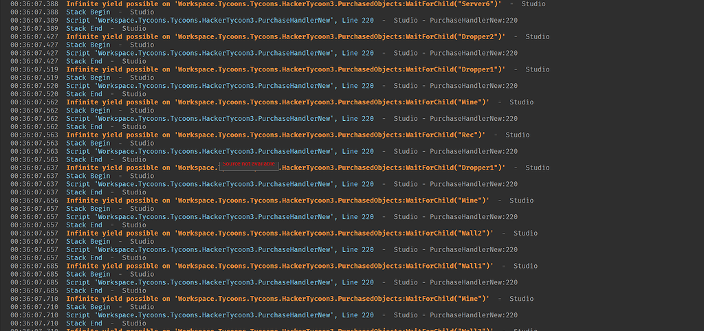 Infinite yield problem for tycoon kit - Scripting Support - Developer Forum | Roblox