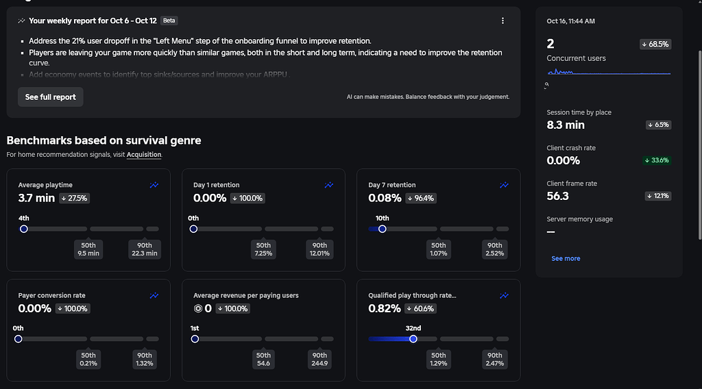 Looking for feedback and advice to improve retention benchmarks - Creations Feedback - Developer ...