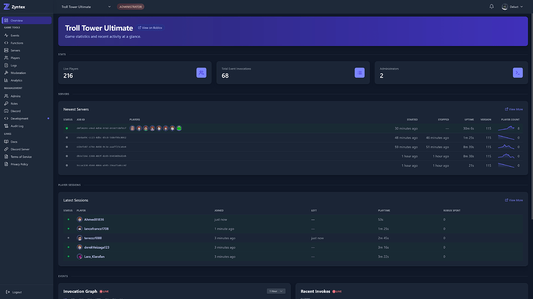 Zyntex - The real-time Roblox dashboard for moderation, logs, and ...