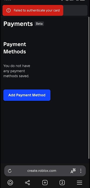 Can't add payments methods: Endless loading - Creator Hub (create ...