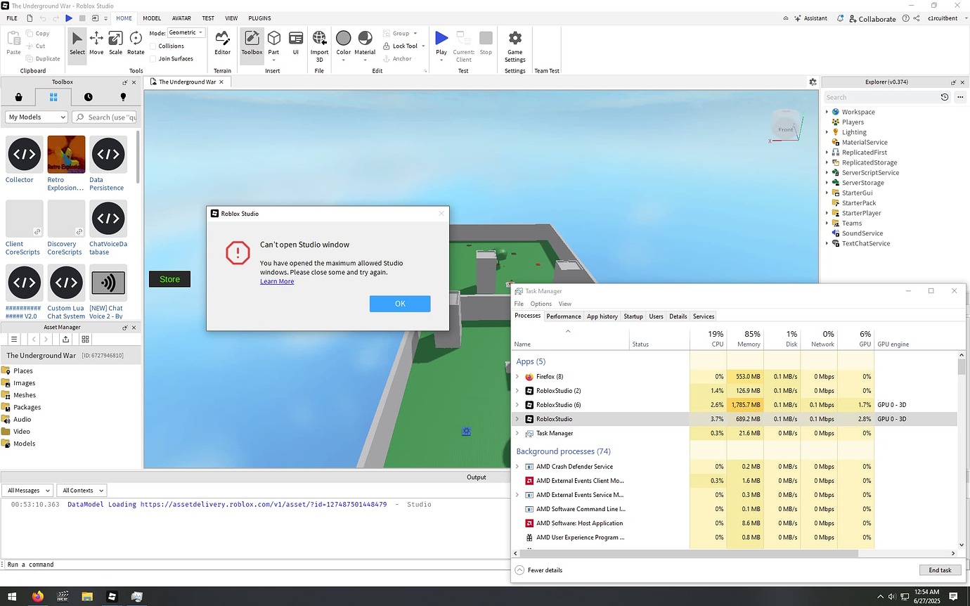 Studio won't let me open more windows despite having only one studio ...