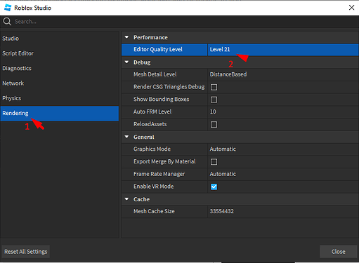 How to change graphics settings in Studio in Run Mode - Platform Usage Support - Developer Forum ...