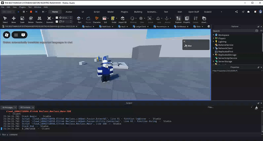 Building a parkour system cuz i'm bored(devlog) - Page 3 - Creations Feedback - Developer Forum ...