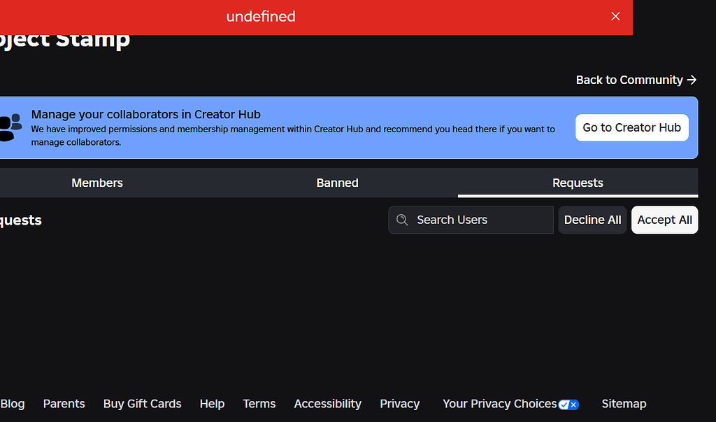 Unable to view group join requests - Roblox Application and Website ...