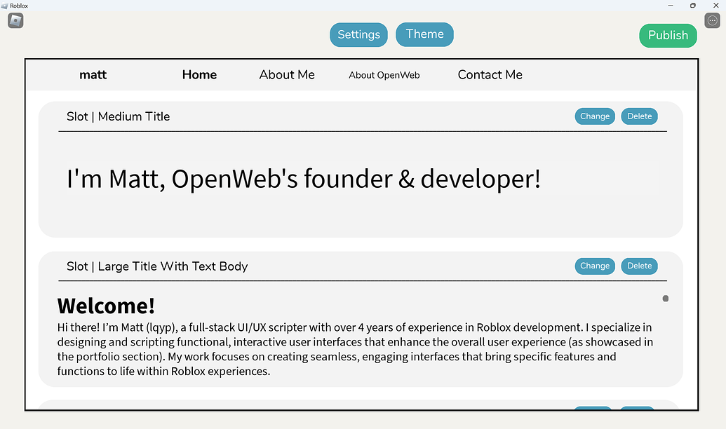 OpenWeb | Create a real website right from a Roblox game - Community ...