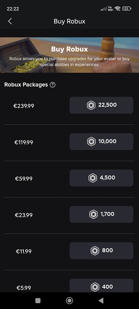 Buy robux page does not show robux balance - Roblox Application and ...