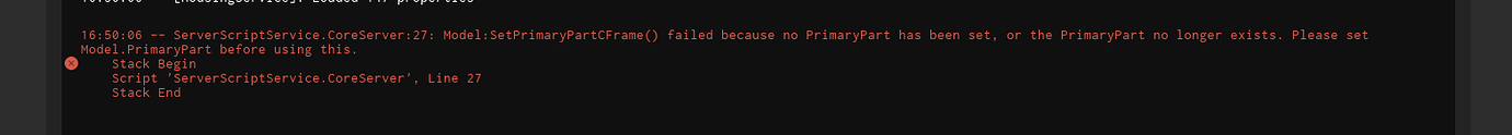 Model:SetPrimaryPartCFrame() failed - Scripting Support - Developer ...