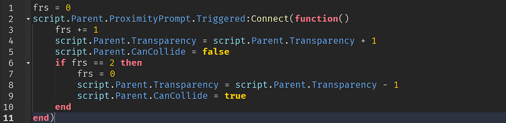 My transparency script doesn't work - Scripting Support - Developer Forum | Roblox