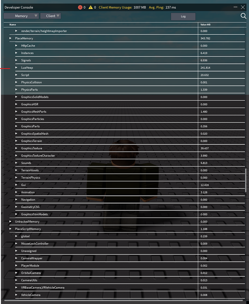 High memory usage on a normal roblox baseplate - Platform Usage Support ...
