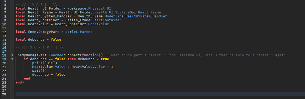 Debounce not working in NumberValue health system - Scripting Support - Developer Forum | Roblox