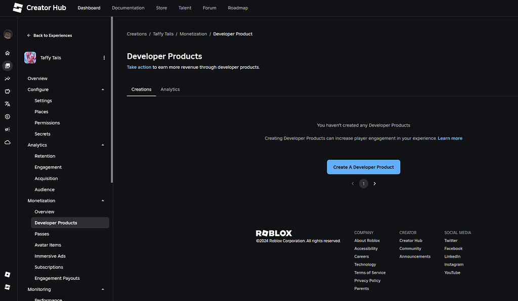 Group Developer Products Page is Broken for my entire team - Creator Hub (create.roblox.com ...