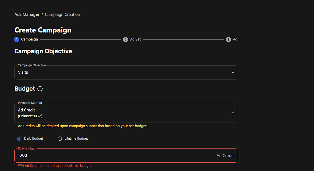 Ad Manager says you do not have enough credit run ads despite having a ...