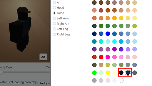 [Avatar Editor] The new Avatar Color Picker shows Default Clothing even ...
