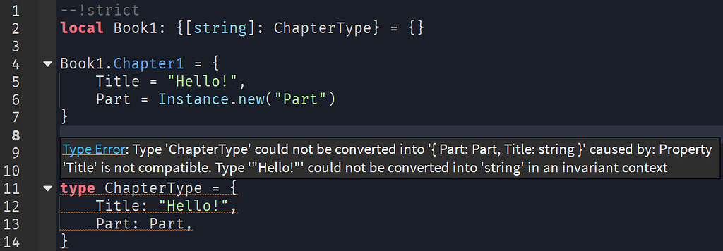 Strange typechecking behaviour with singleton types? - Scripting Support - Developer Forum | Roblox