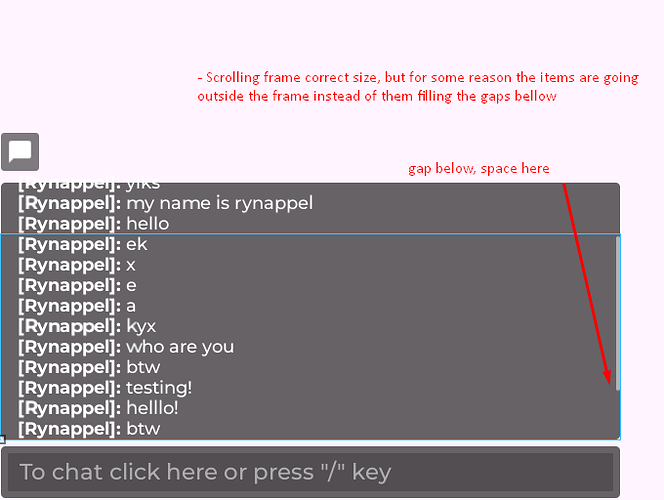 Scrolling Frame Items Are Being Pushed Out Of Bounds Scripting