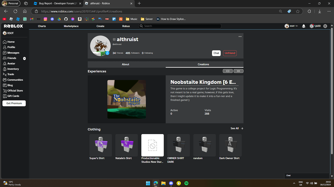 Archived Clothing still shown on profile - Catalog Asset Bugs ...