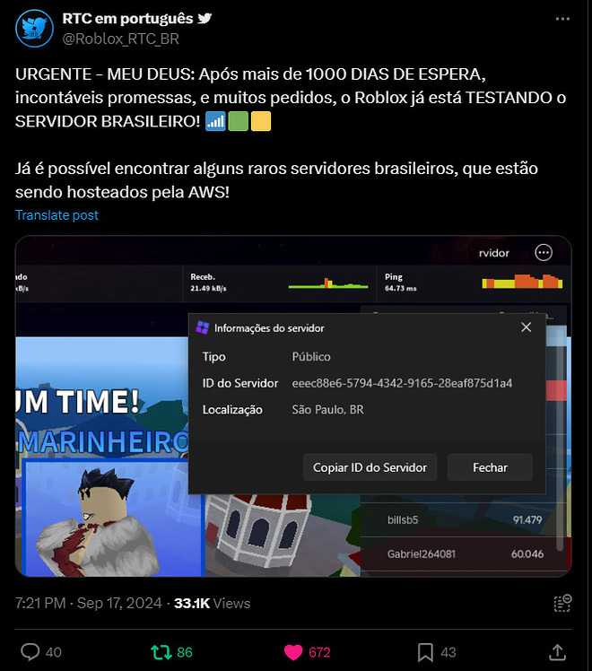 South America Servers - Platform Usage Support - Developer Forum | Roblox