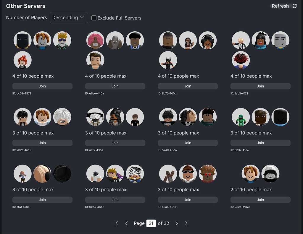 Roblox Limiting how Many Servers a User Can Scroll Through on a Game's Page - Roblox Application ...