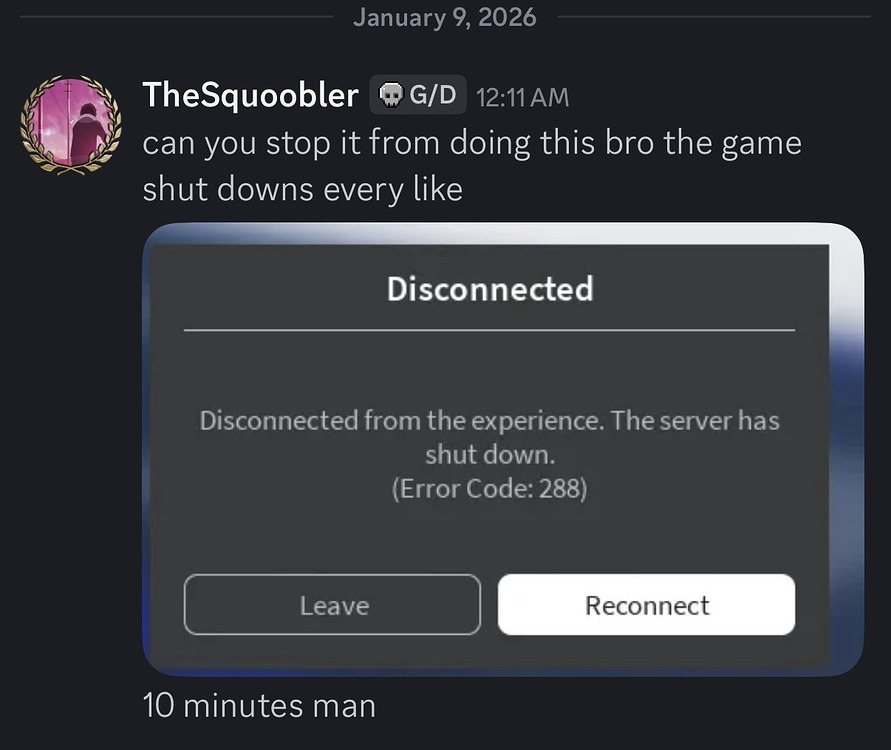 Servers are randomly shut down with error code 288 - Engine Bugs ...