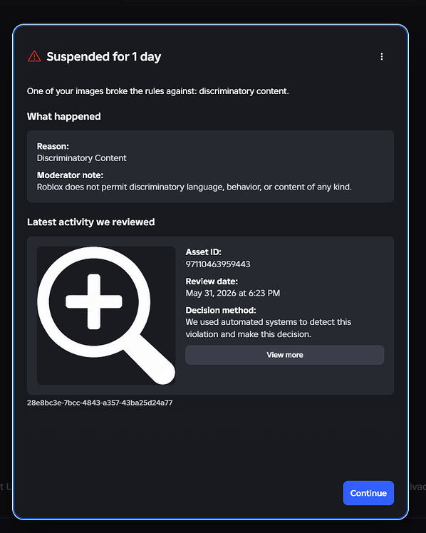 Falsely moderated for uploading a ui asset - Platform Usage Support ...