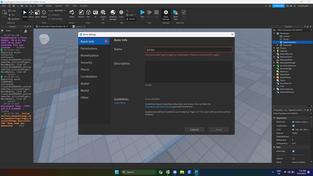 My Game Name "Solistar" not allowed? - Game Design Support - Developer Forum | Roblox