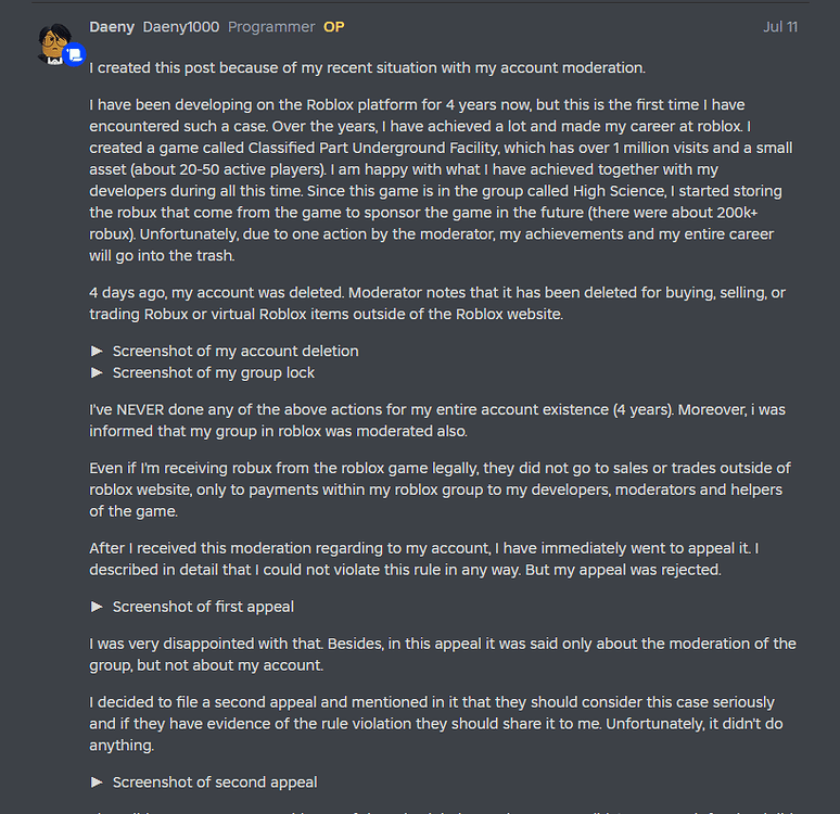 Roblox's Moderation Needs To Be Fixed - Website Features - Developer ...