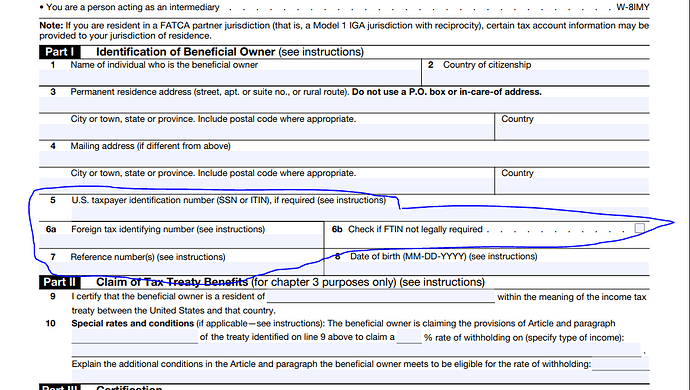 DevEx need Help with: Foreign Tax Form(W-8 BEN) taxpayer identification ...