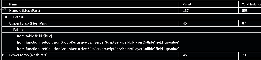 Need Help fixing a memory/lua heap leak in a no player collision script ...