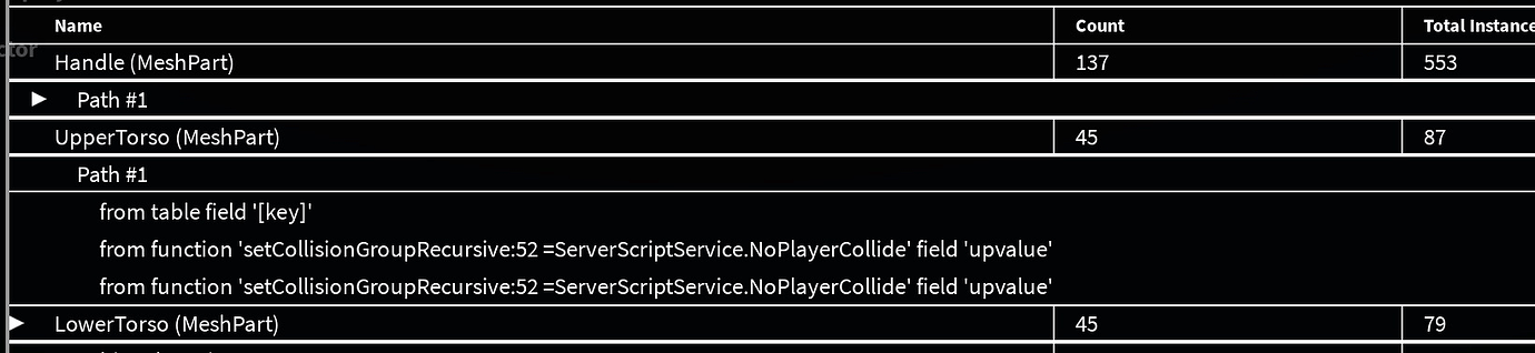 Need Help fixing a memory/lua heap leak in a no player collision script ...