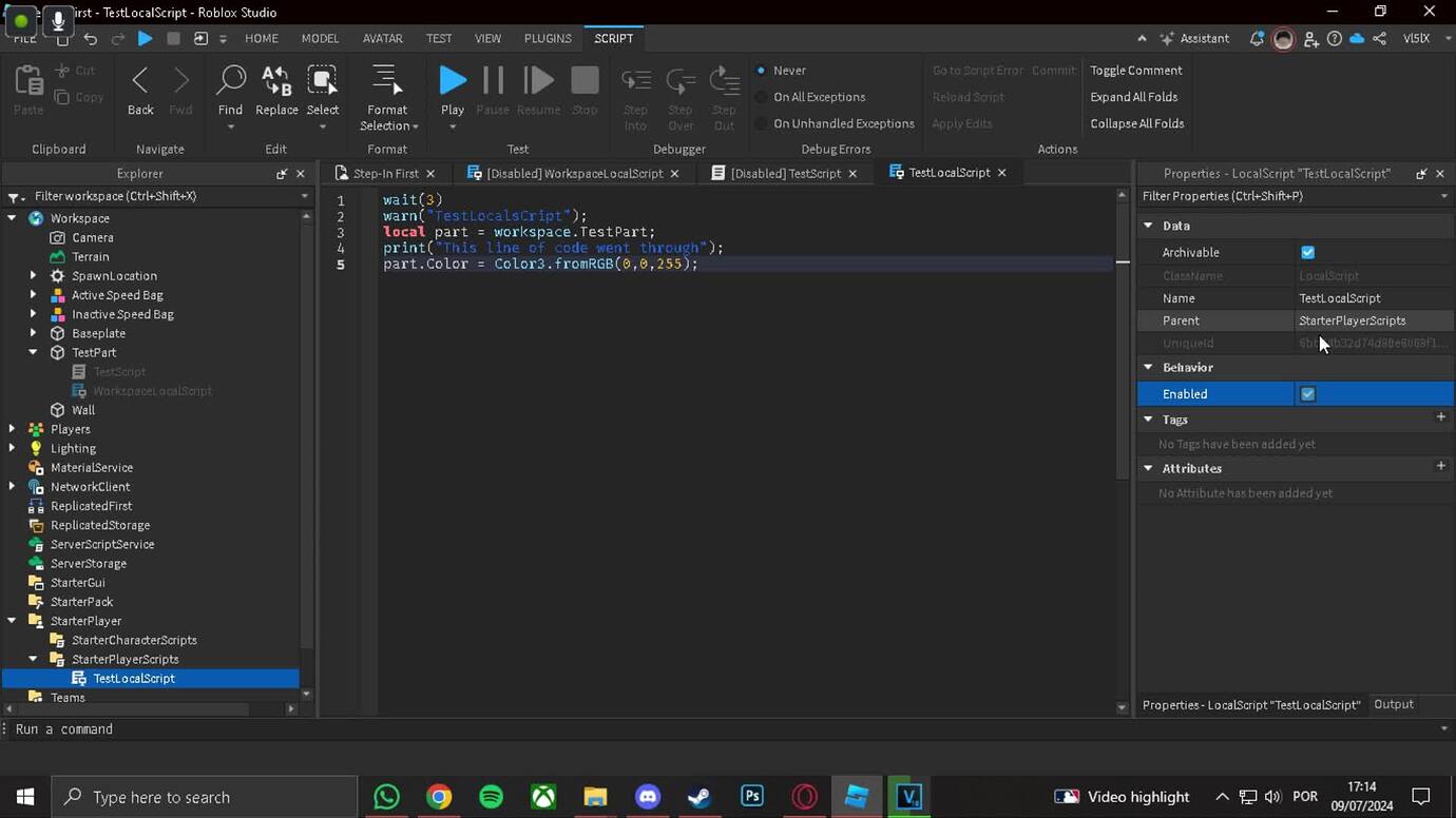 LocalScripts placed in the Workspace do NOT work - Scripting Support - Developer Forum | Roblox
