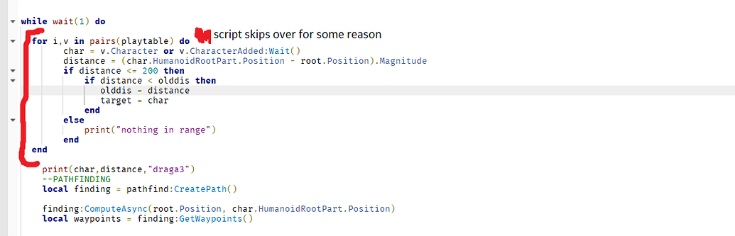 Script skips over for loop code - Scripting Support - Developer Forum | Roblox