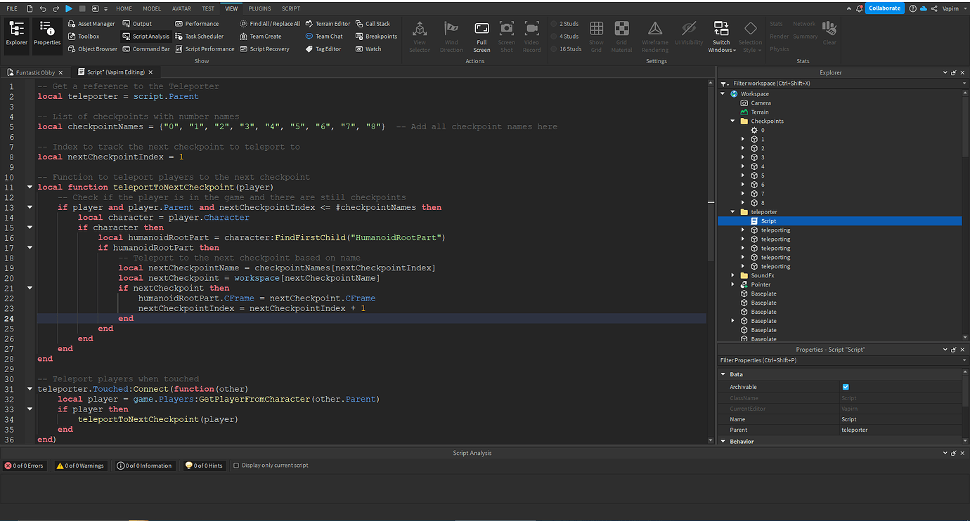 Problem in my teleporter - Scripting Support - Developer Forum | Roblox