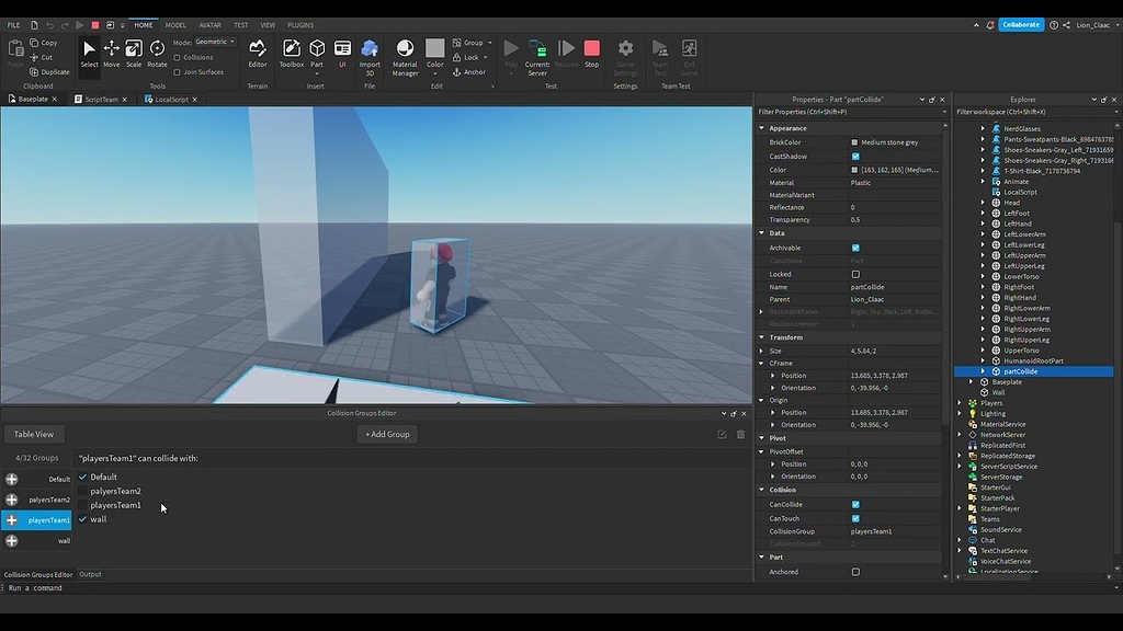 Collision groups not working...Why? - Scripting Support - Developer Forum | Roblox