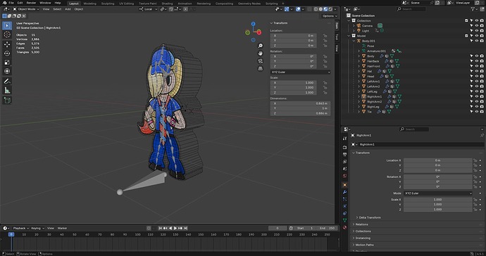 Multiple mesh rig with one armature, failing to import animations properly, odd displacement on ...